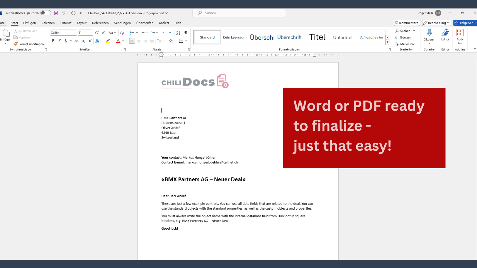 ChiliDocs® – Create Word documents from HubSpot with one click